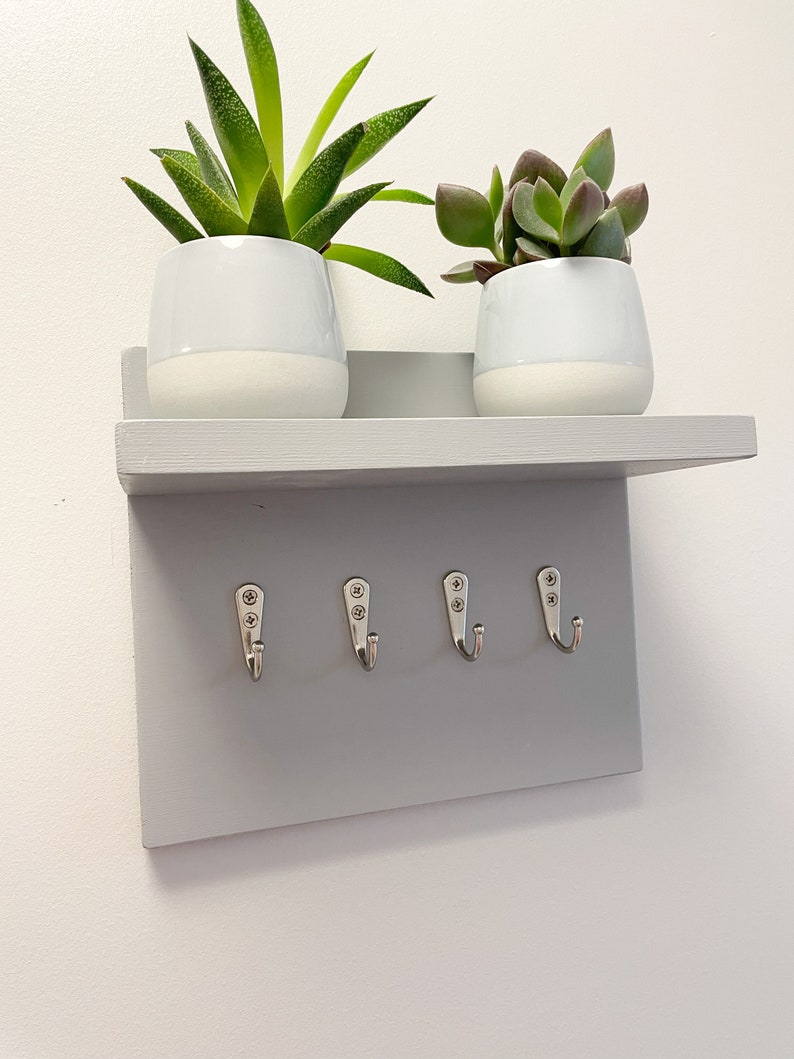 Grey Key Hook With Shelf Key Holder Handmade Key Organiser - Etsy UK