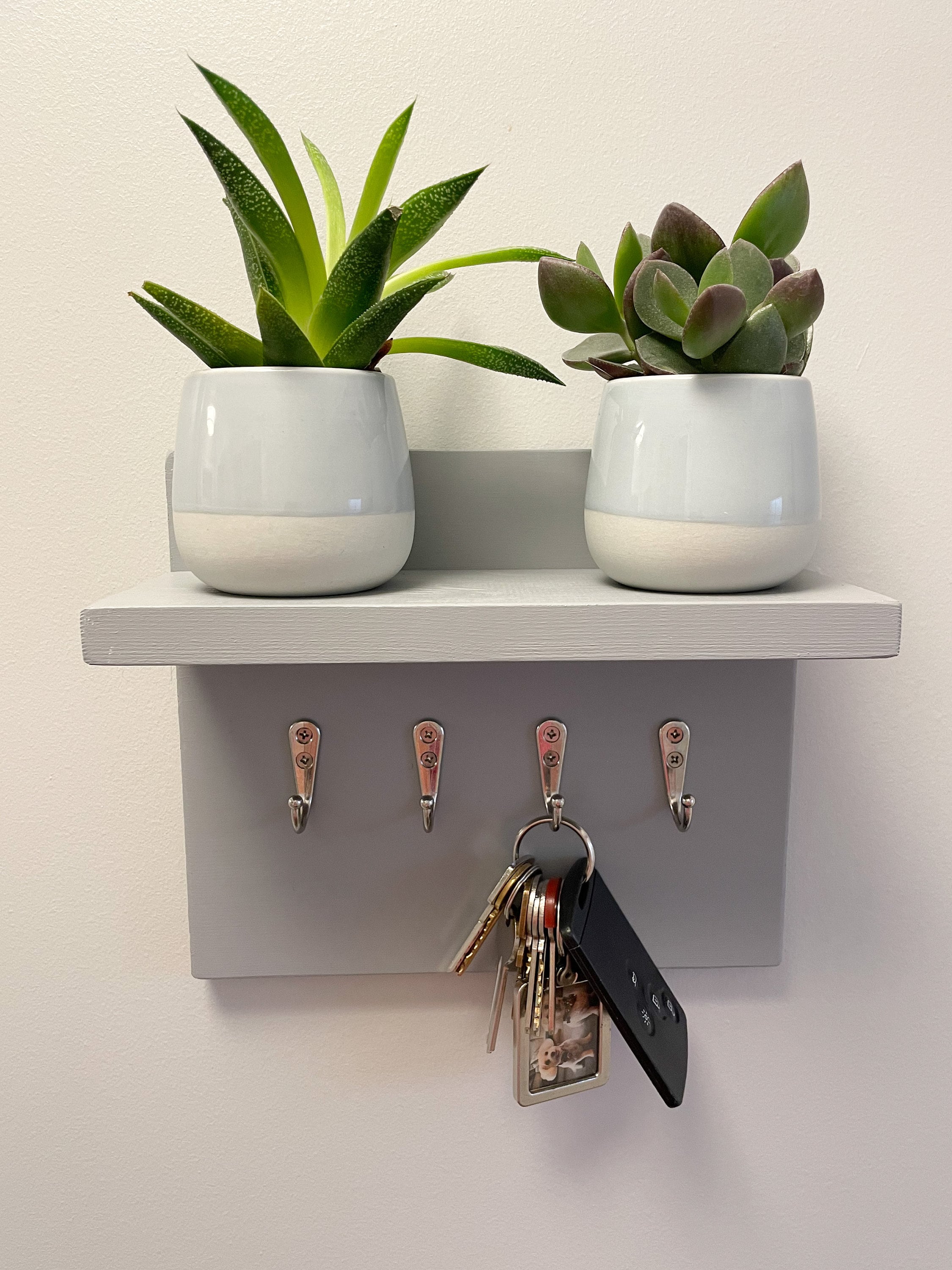 Grey Key Hook With Shelf Key Holder Handmade Key Organiser - Etsy UK