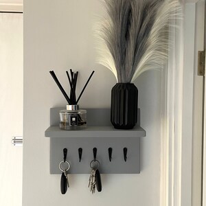 Grey Key Hook With Shelf, Key Holder, Handmade Gift, Custom Made, Key ...