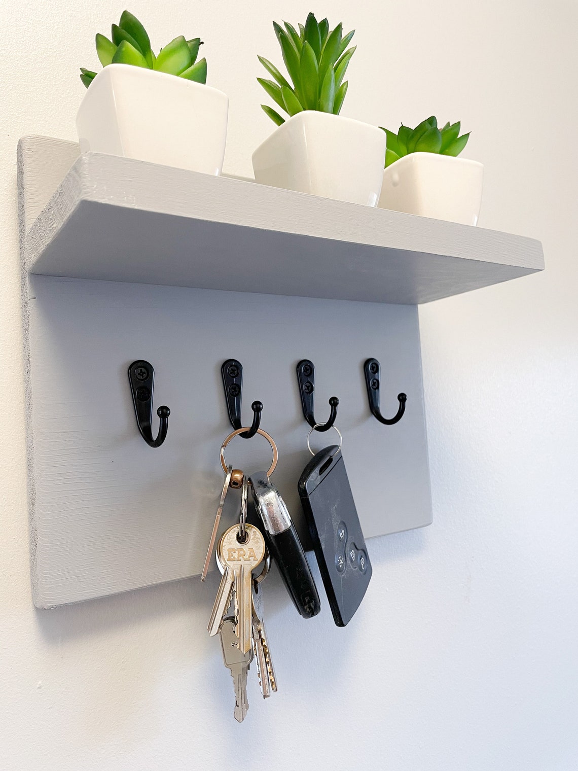 Grey Key Hook With Shelf Key Holder Handmade Key Organiser - Etsy UK