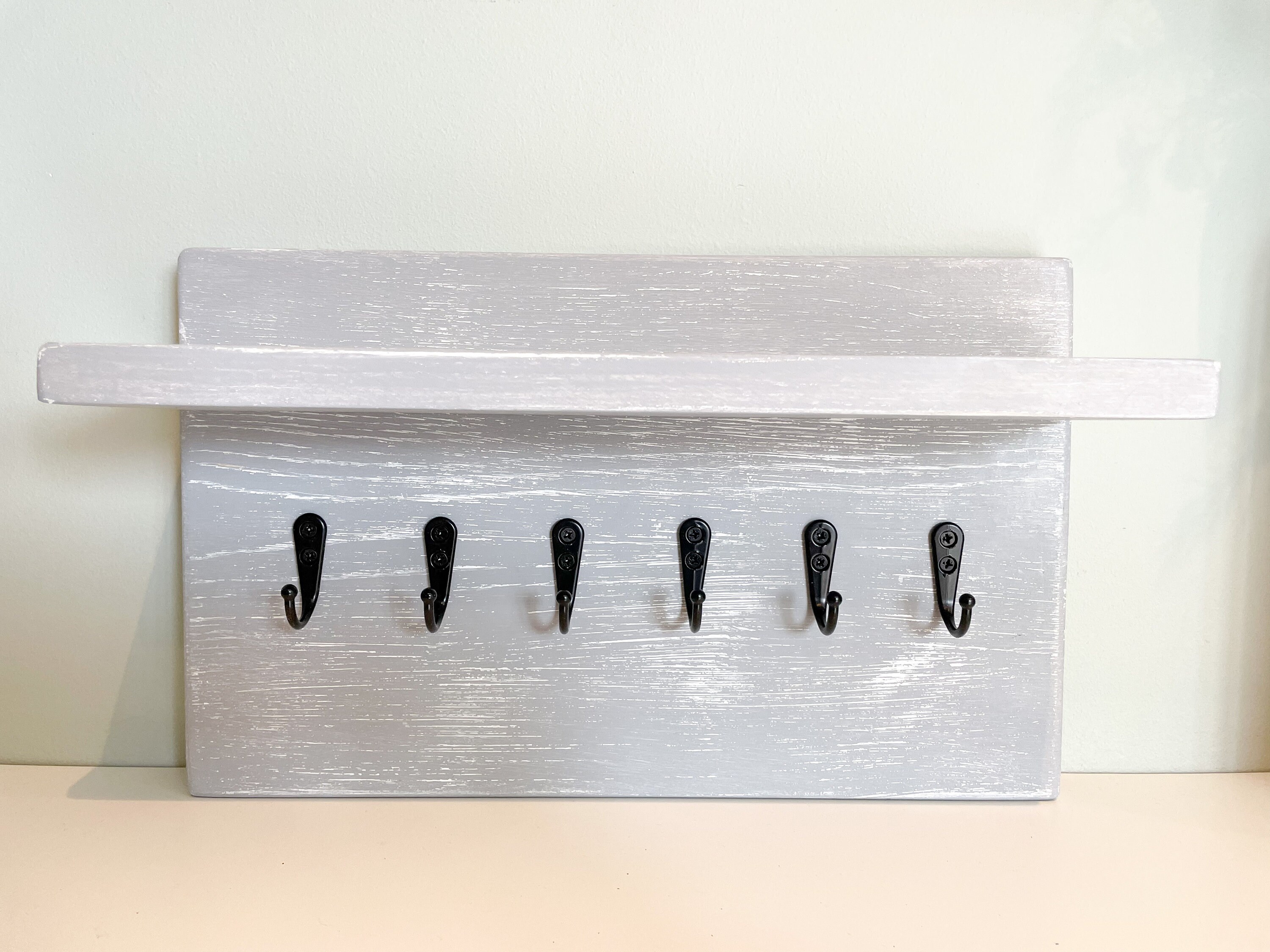 Distressed Grey Key Hook With Shelf Key Holder Handmade Key - Etsy UK