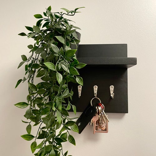 Black Key Hook With Shelf Key Holder Handmade Key - Etsy