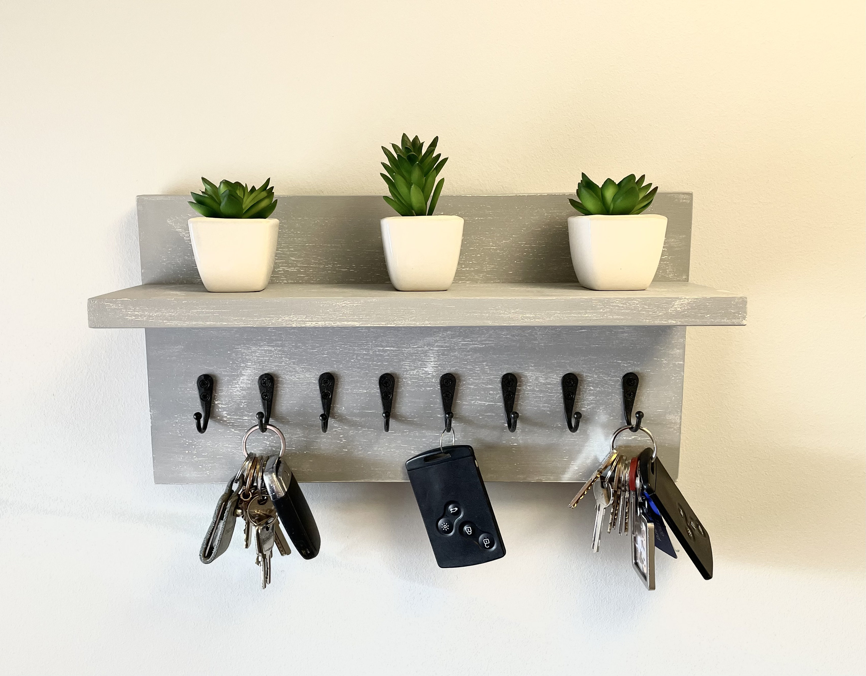 Distressed Grey Key Hook With Shelf Key Holder Handmade Key - Etsy UK