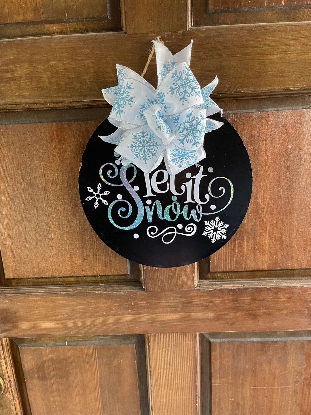 Let It Snow Reversible Door Sign Reversible Sign Round Sign Door Decor ...