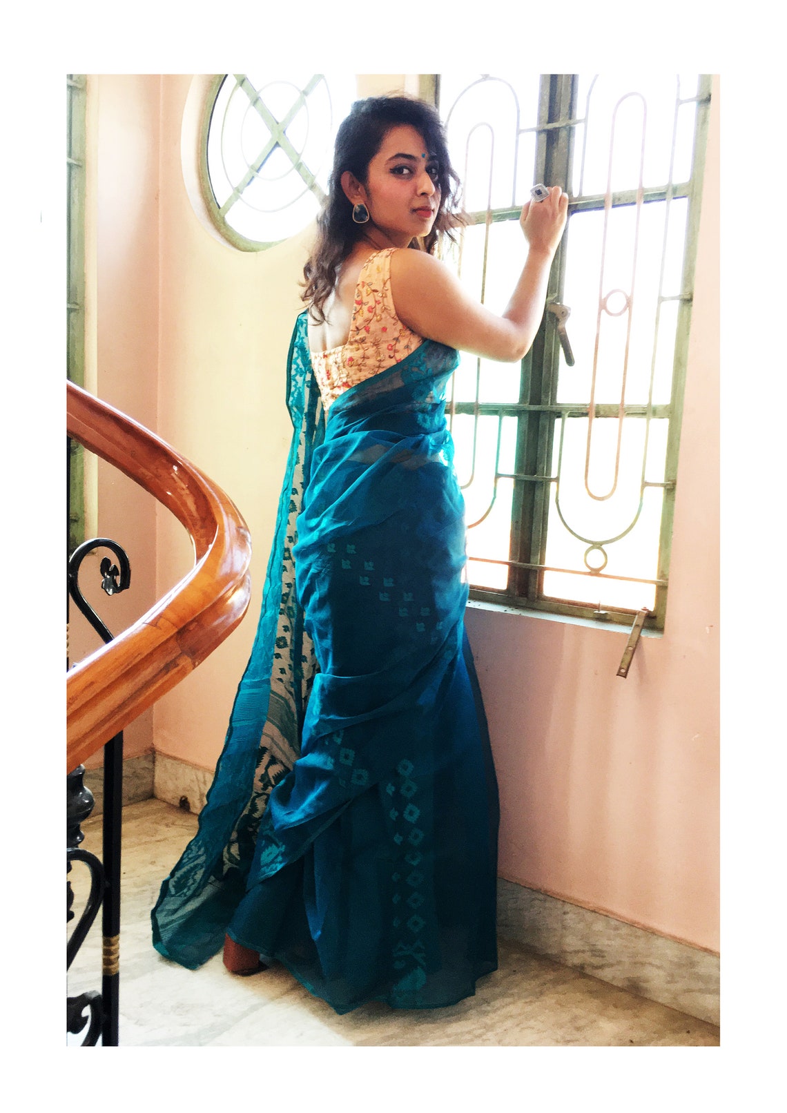 Navy Blue Bengali Jamdani Saree Handloom of Bengal - Etsy