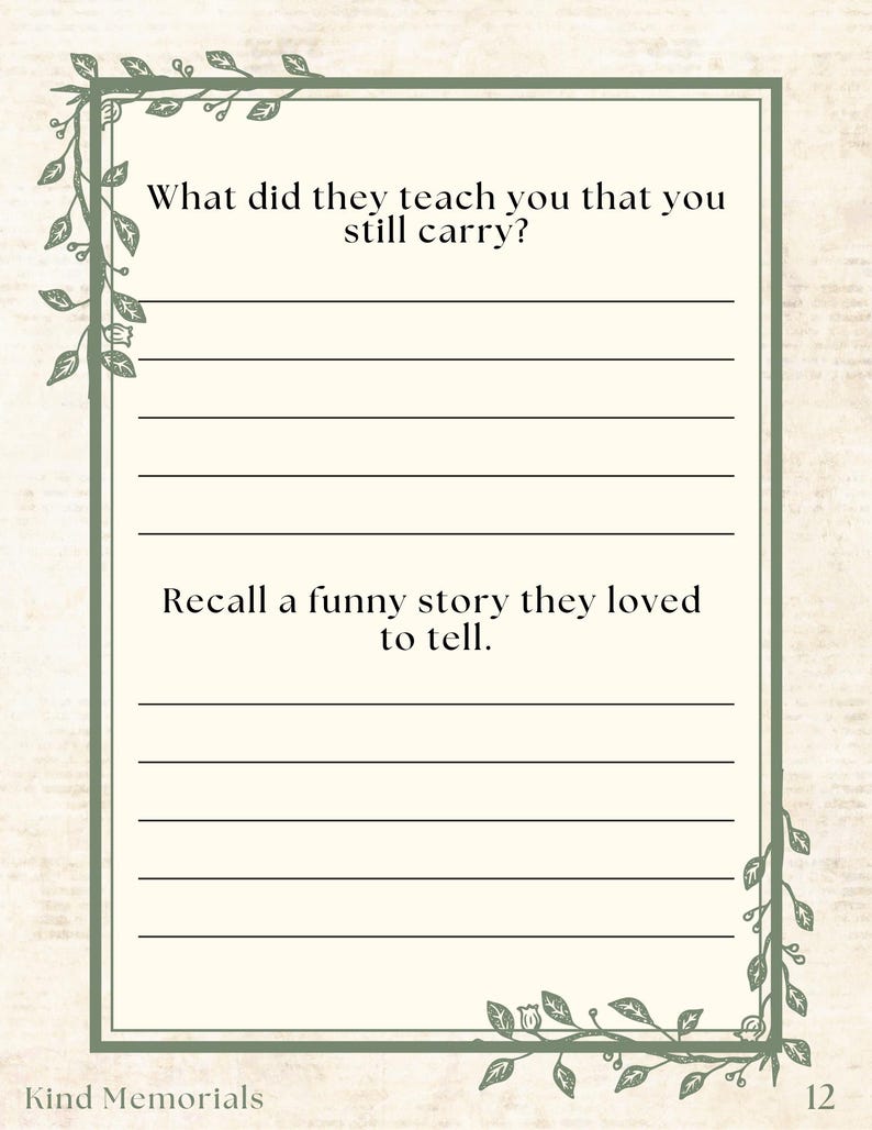 Guided Memory Journal: Grief Remembrance & Healing (digital Download ...