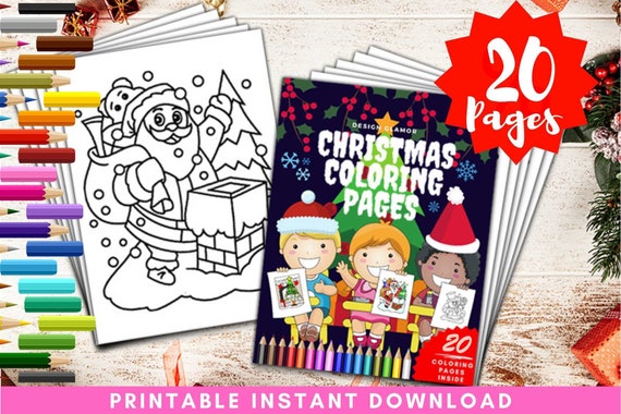 Christmas Coloring Pages For Kids 20 Pages Printable Coloring | Etsy