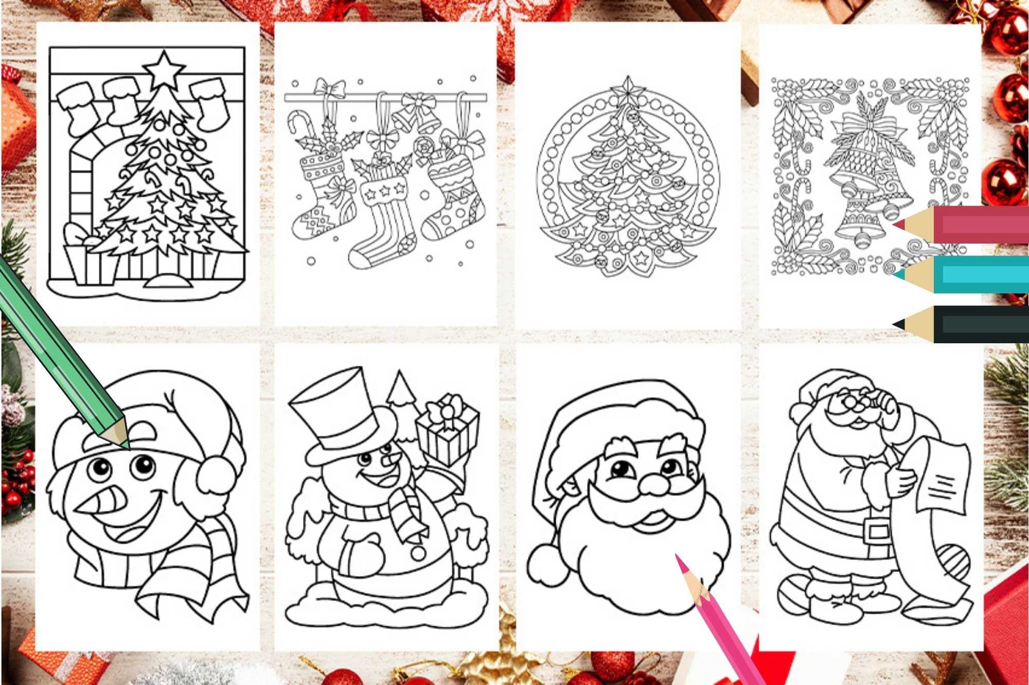 Christmas Coloring Pages for Kids, 20 Pages Printable Coloring Book - Etsy