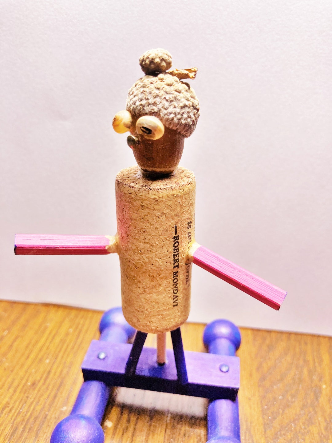 Acorn Figure With Cork Body, Wooden Stand - Etsy