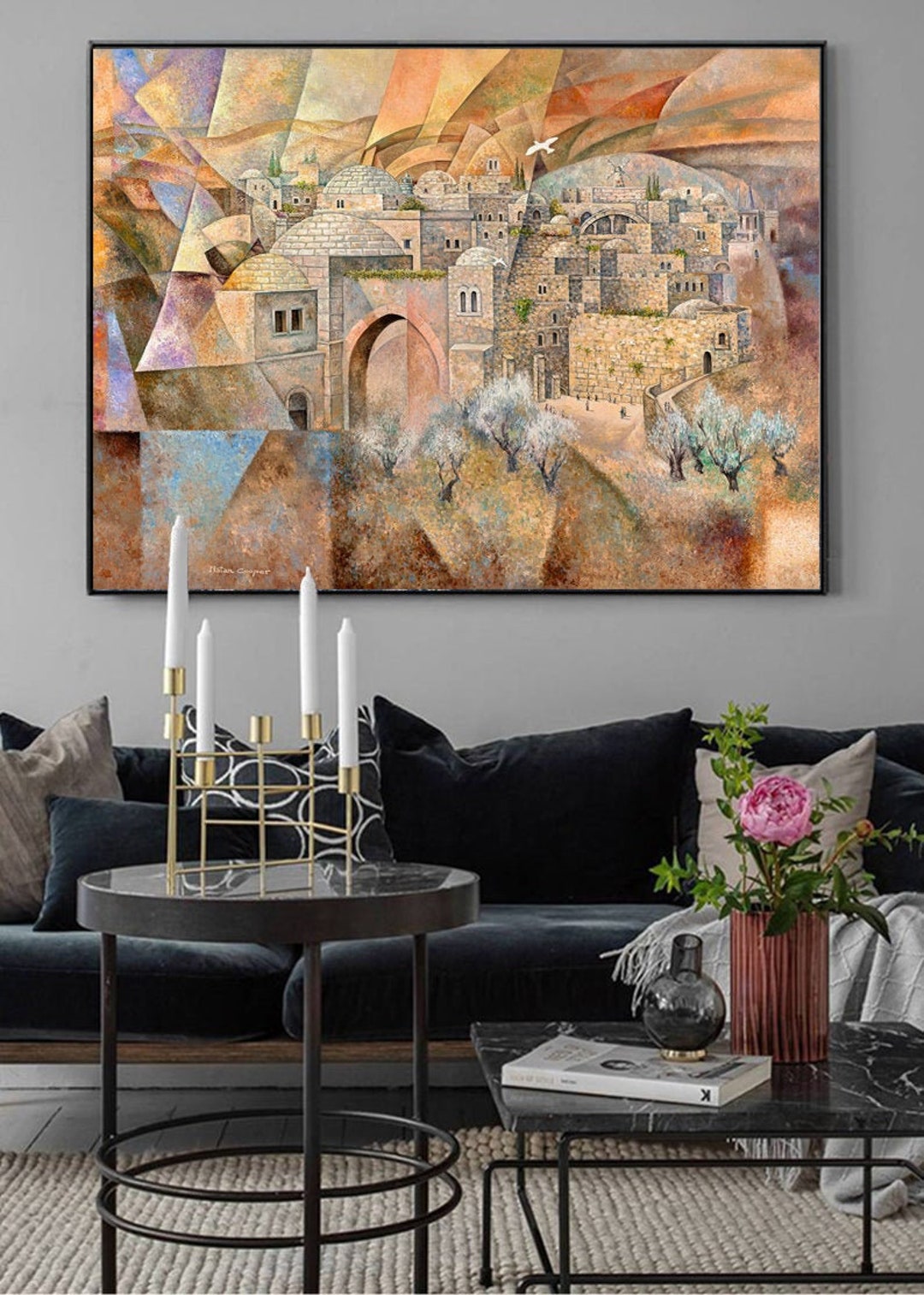 Jerusalem/judaica Wall Art/jewish Modern Art/contemporary Art/canvas ...
