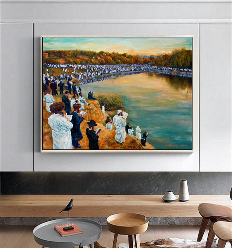 Tashlich at Uman/rosh Hashana/jewish Figure Wall Art/realistic Judaica ...