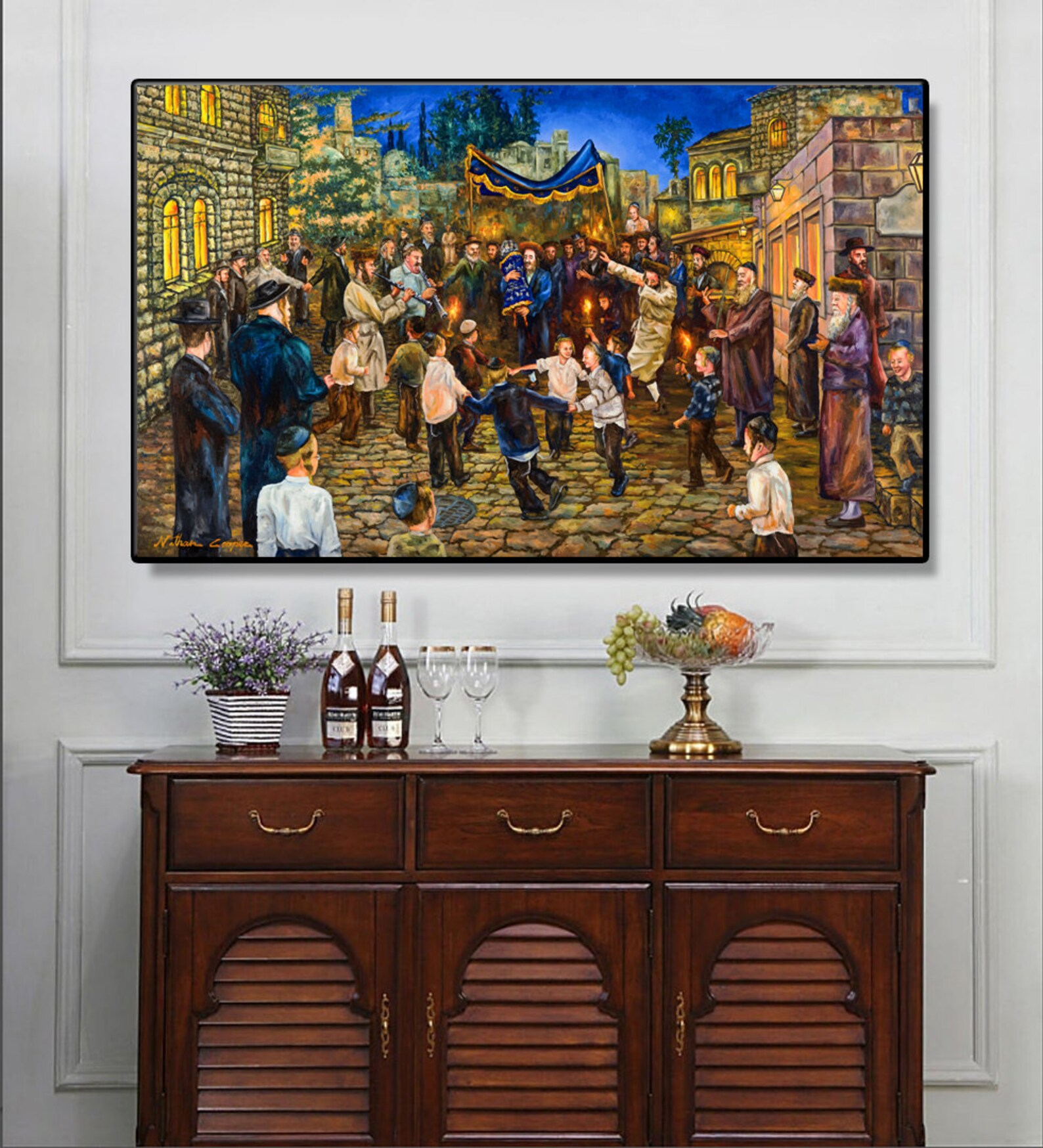 Sefer Tora Procession/jewish Wall Art/realistic Judaica Wall Art ...