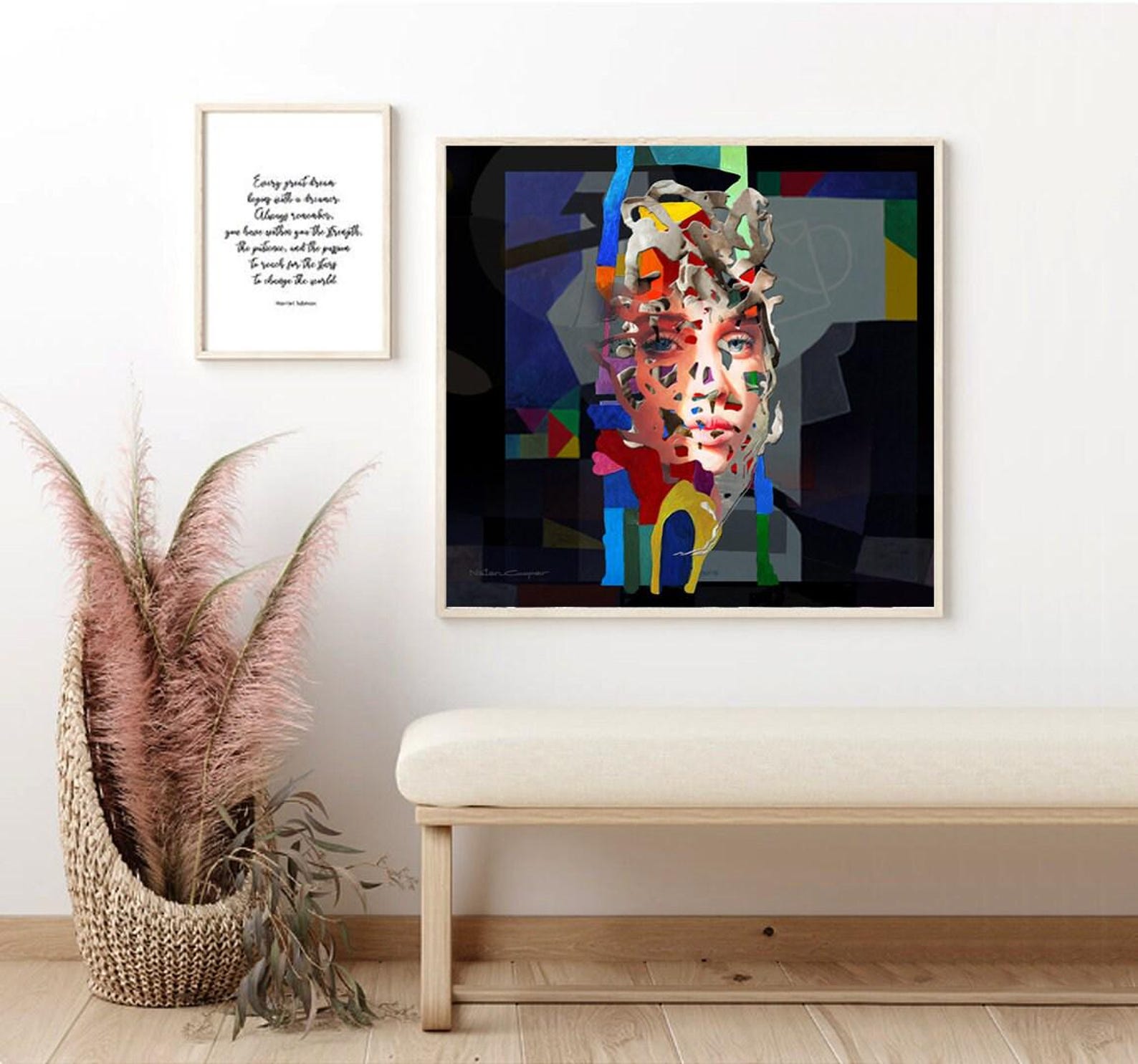 Abstract Blue Eyes Woman Canvas Print: Colorful Modern Wall Art - Etsy