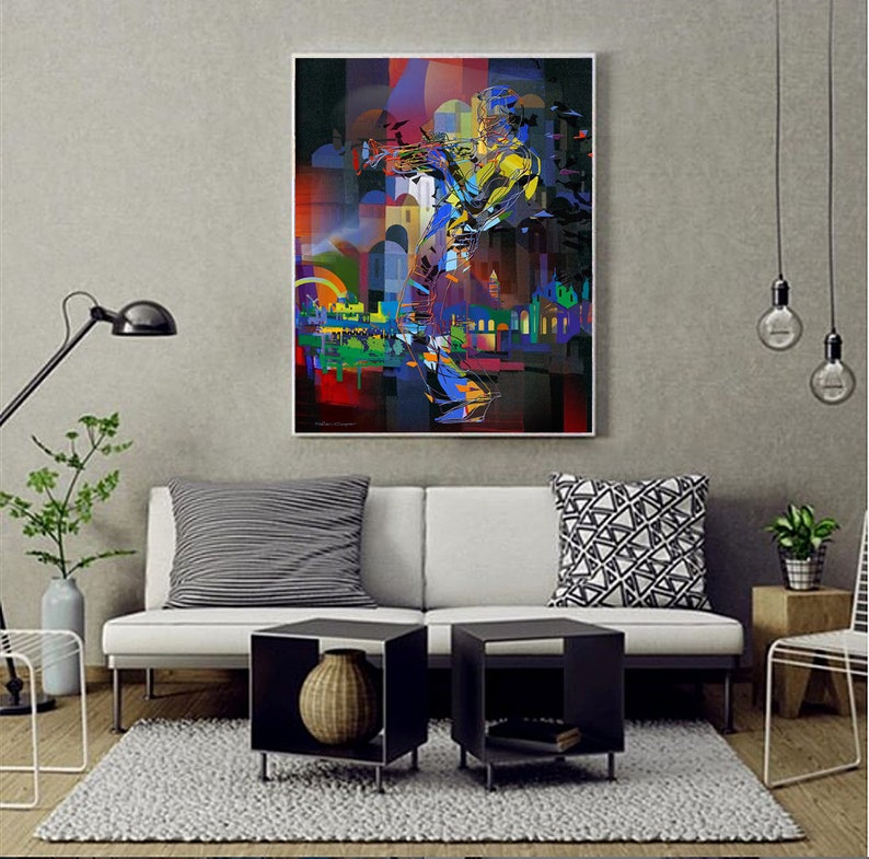 Trumpet/colorful Music Art/contemporary Wall Art/embellished - Etsy
