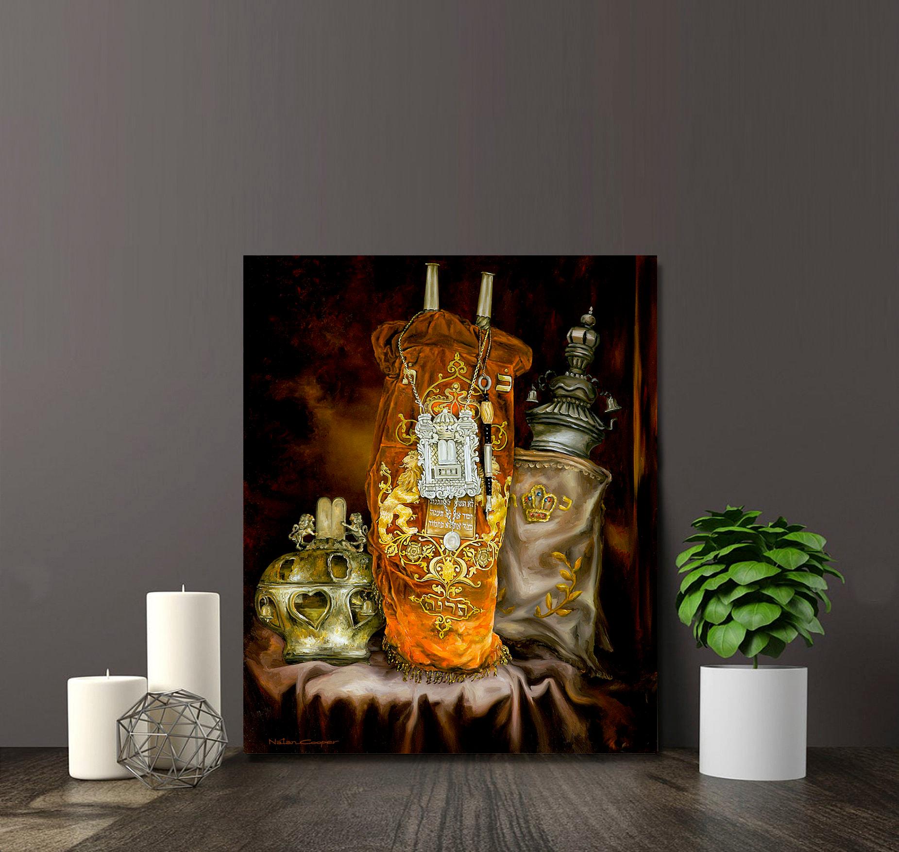 Unique Jewish Wall Art Gift, Torah Book Judaica Wall Decor, Realism ...