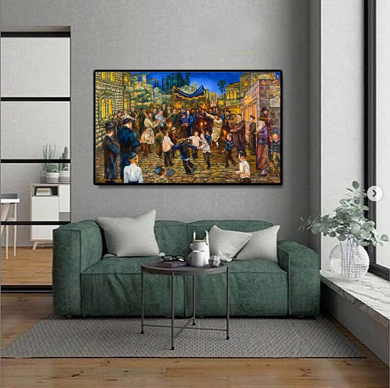 Sefer Tora Procession/jewish Wall Art/realistic Judaica Wall Art ...