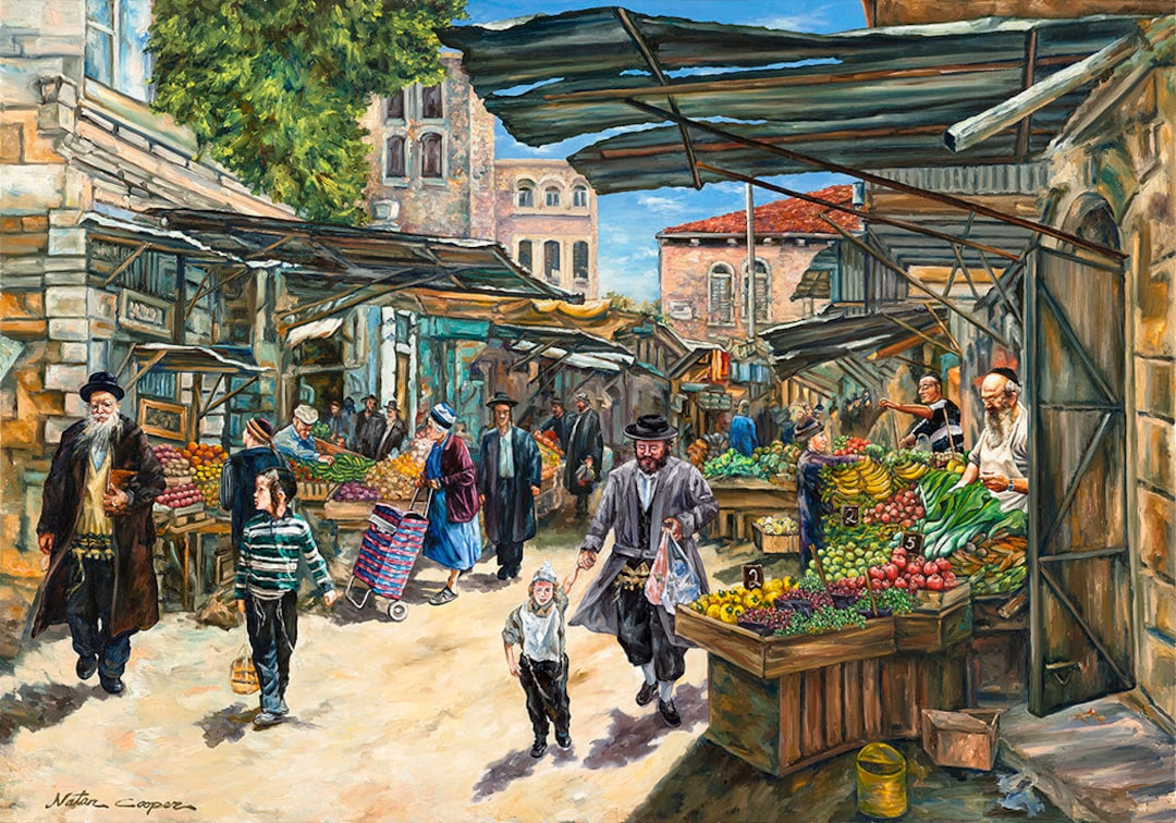 Market/jerusalem/machne Yehuda/realism City Scape /jewish Art/canvas ...