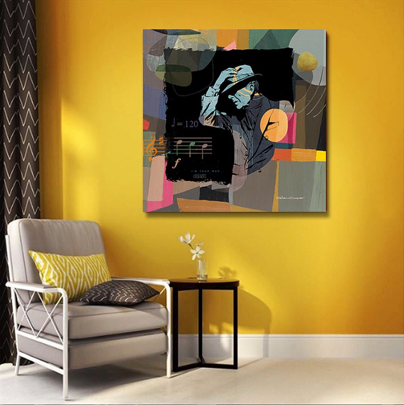 Leonard Cohen Square Print/music Art/contemporary Art/embellished ...