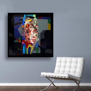 Abstract Blue Eyes Woman Canvas Print: Colorful Modern Wall Art - Etsy