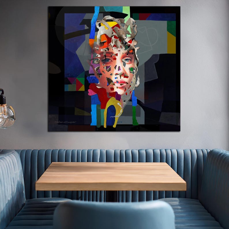 Abstract Blue Eyes Woman Canvas Print: Colorful Modern Wall Art - Etsy