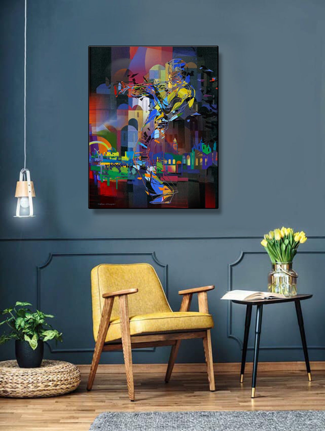 Trumpet/colorful Music Art/contemporary Wall Art/embellished - Etsy