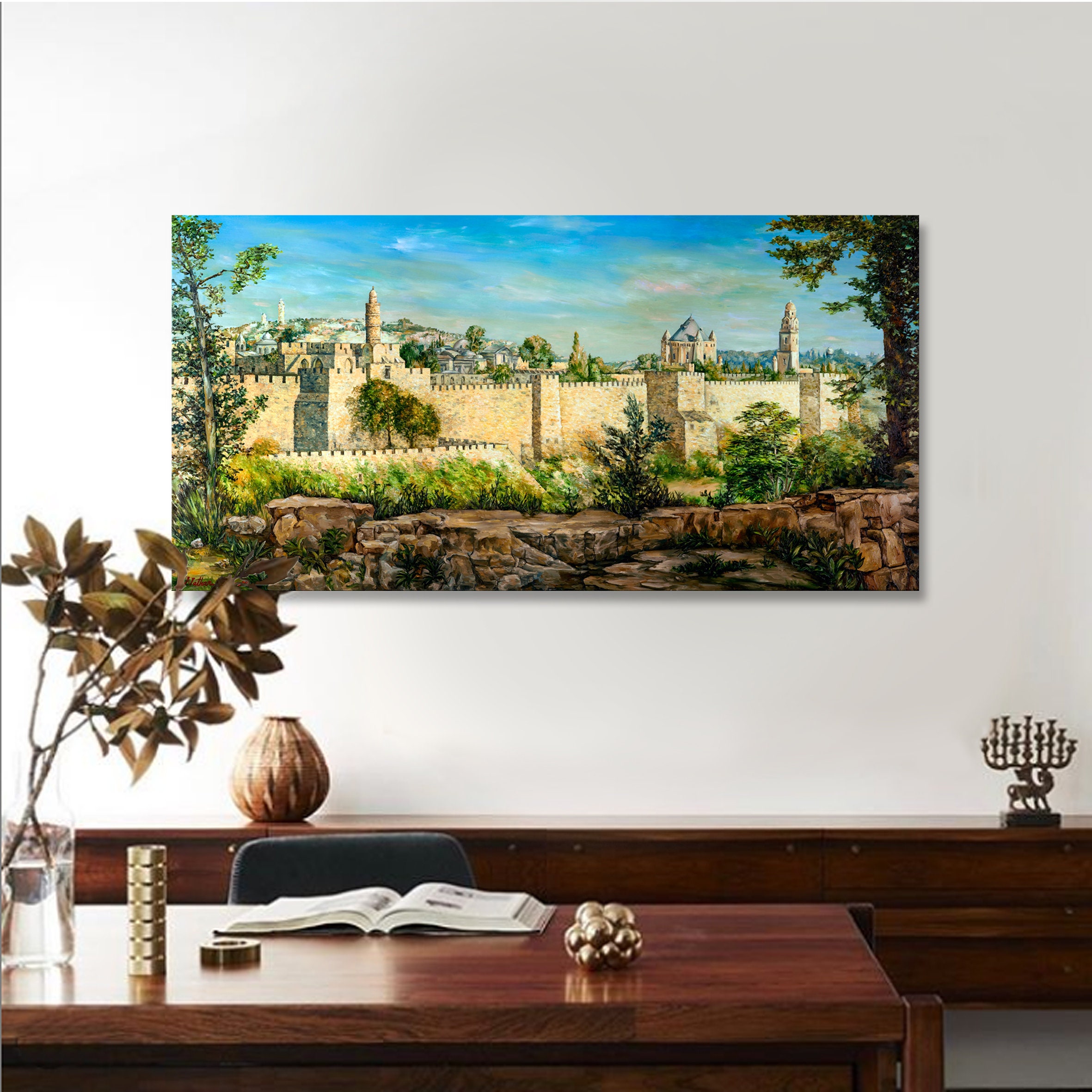 Jerusalem Wall/jerusalem Landscape/realistic Judaica Wall Art/jewish ...