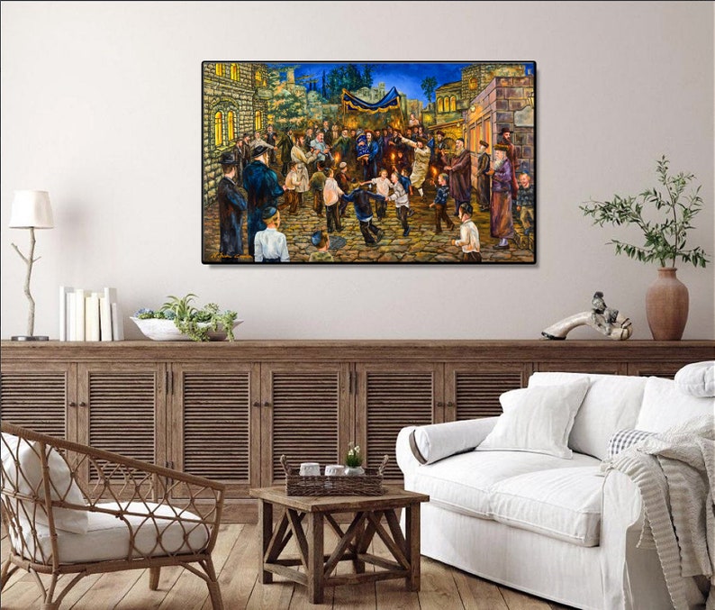 Sefer Tora Procession/jewish Wall Art/realistic Judaica Wall - Etsy