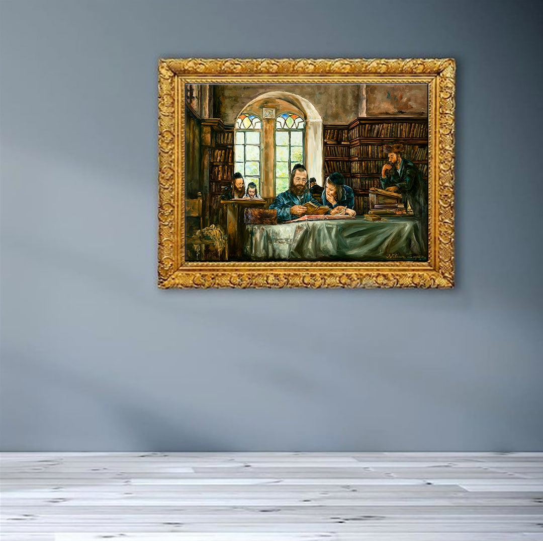 Jewish Wall Art, Father & Sons, Torah, Jewish Study, Realistic Judaica ...