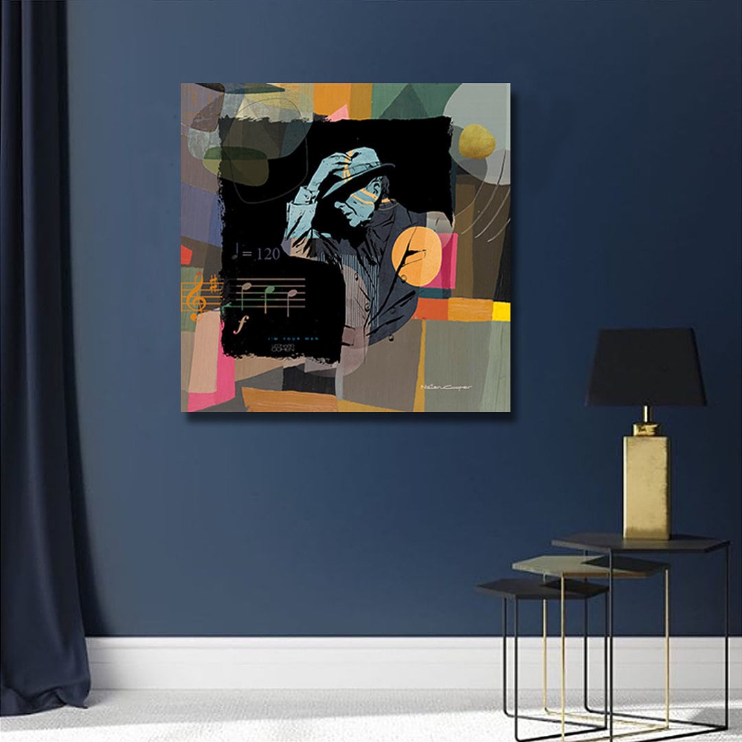 Leonard Cohen Square Print/music Art/contemporary Art/embellished ...