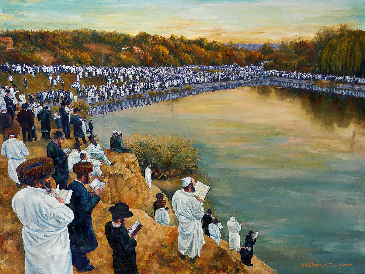 Tashlich at Uman/rosh Hashana/jewish Figure Wall Art/realistic Judaica ...