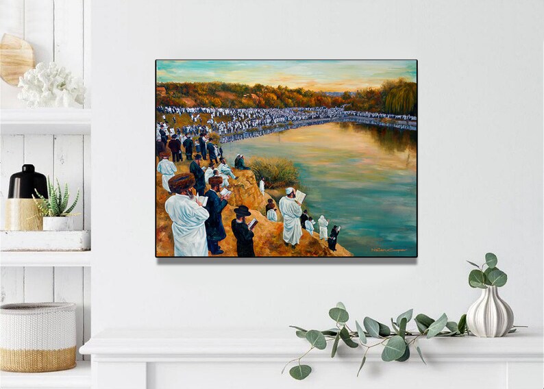 Tashlich at Uman/rosh Hashana/jewish Figure Wall Art/realistic Judaica ...