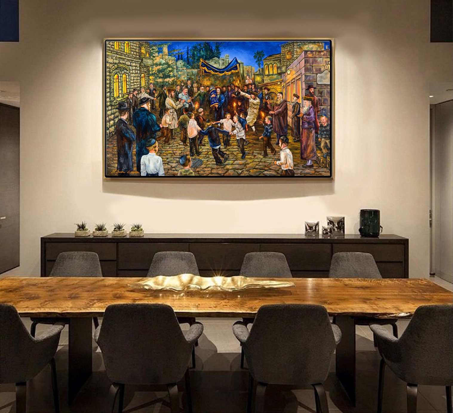 Sefer Tora Procession/jewish Wall Art/realistic Judaica Wall Art ...