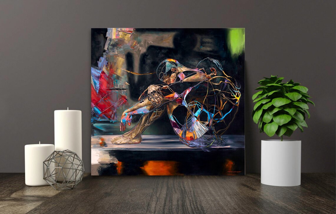 Abstract Figure Art Print: Large Contemporary Canvas by Israeli Artist ...