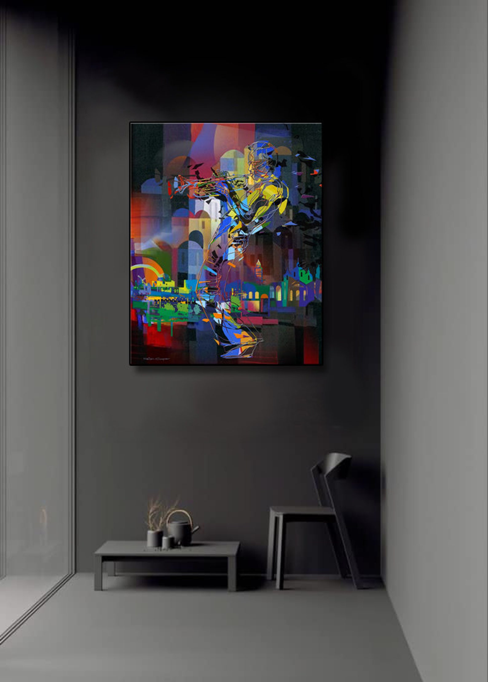 Trumpet/colorful Music Art/contemporary Wall Art/embellished - Etsy