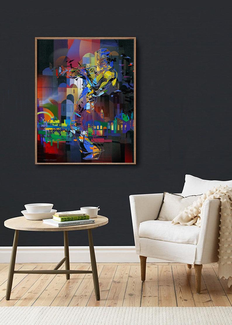 Trumpet/colorful Music Art/contemporary Wall Art/embellished - Etsy