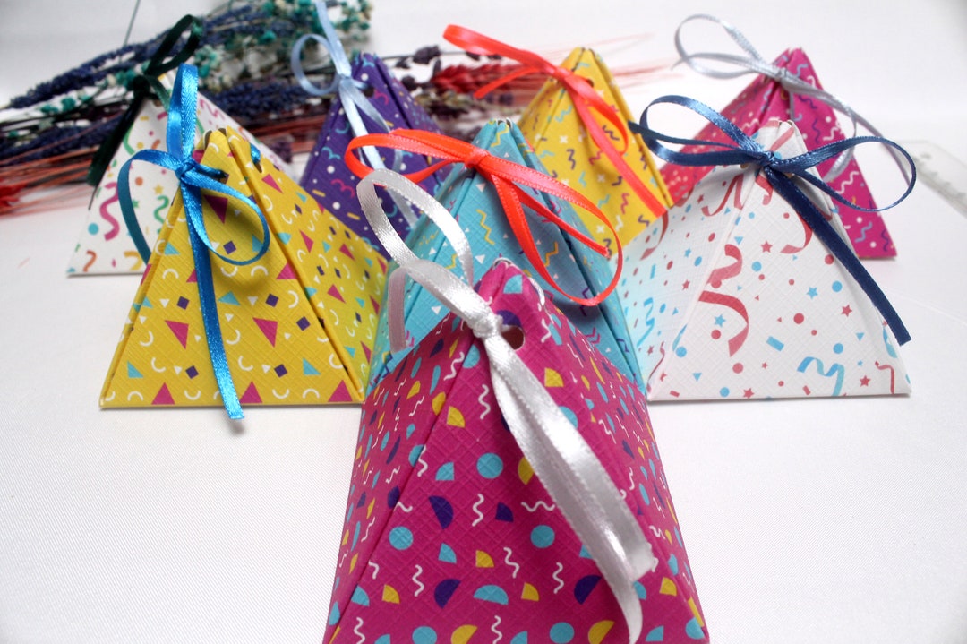 Birthday Party Favor, Pyramid Box, Cardboard Gift Box, Birthday Party ...