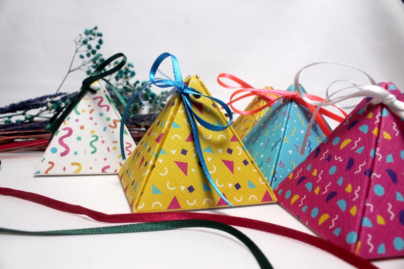Birthday Party Favor, Pyramid Box, Cardboard Gift Box, Birthday Party ...