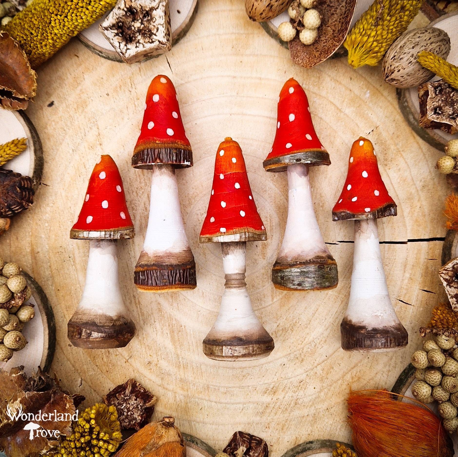 Wooden Mushroom Mushroom Decoration Acorn Decorations - Etsy UK