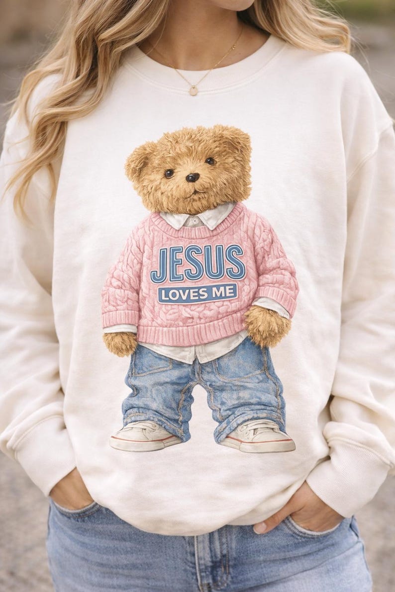 Jesus Loves Me Teddy Bear PNG | Christian Valentine Sublimation ...