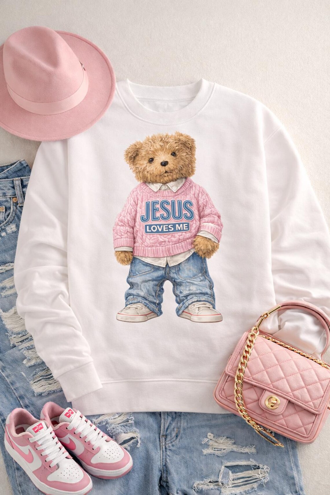 Jesus Loves Me Teddy Bear PNG | Christian Valentine Sublimation ...