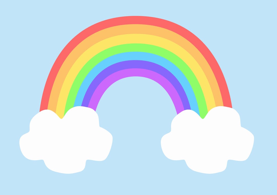 Rainbow Vector Illustrations Printable Art - With and Without Clouds ...