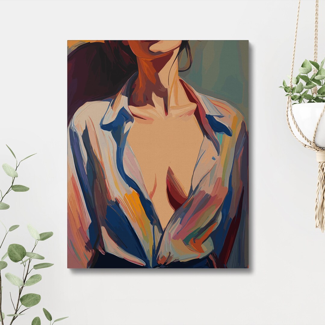 Sensual Fauvist-inspired Art Print: 'the Open Blouse' - Bold Erotic Wall Decor Drawing - Etsy