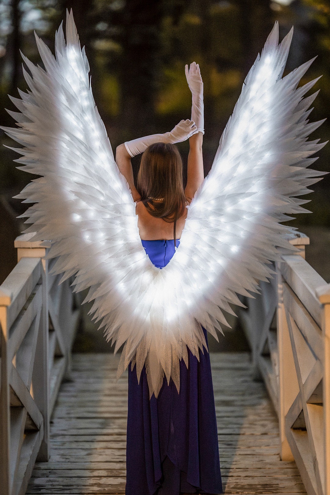 Large White Bright Wings, Glowing Angel Wings, Lighted Angel Wings ...