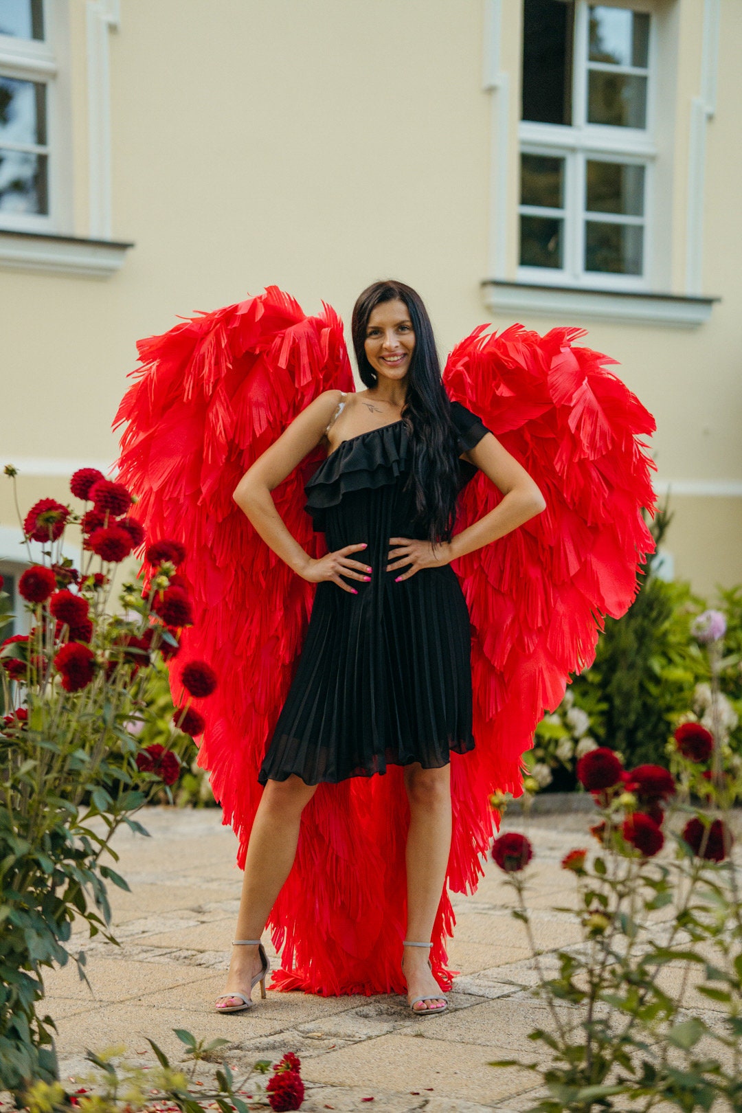 Red Wings Red Angel Wings for Photoshoot Cosplay Costume Higth 150cm ...