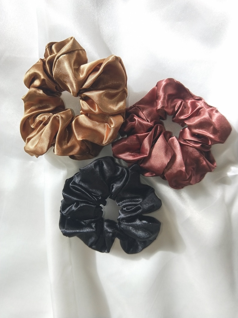 Silk Satin Scrunchie Dark Set | Etsy