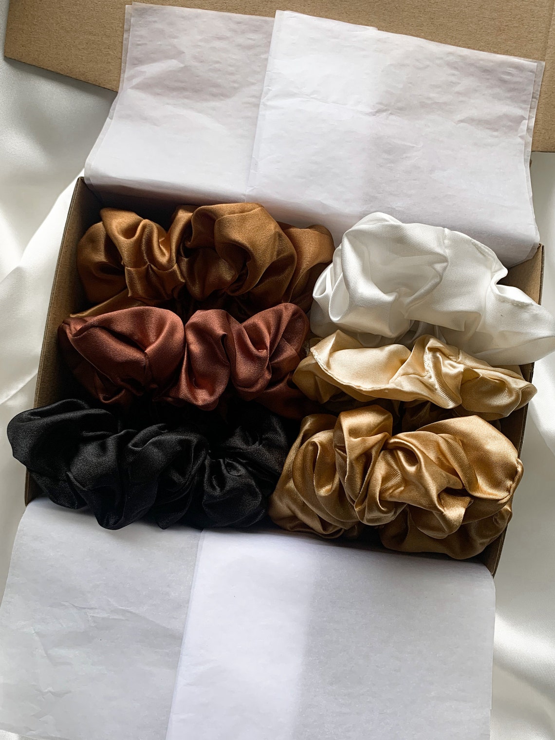 Silk Satin Scrunchie Dark Set - Etsy Australia