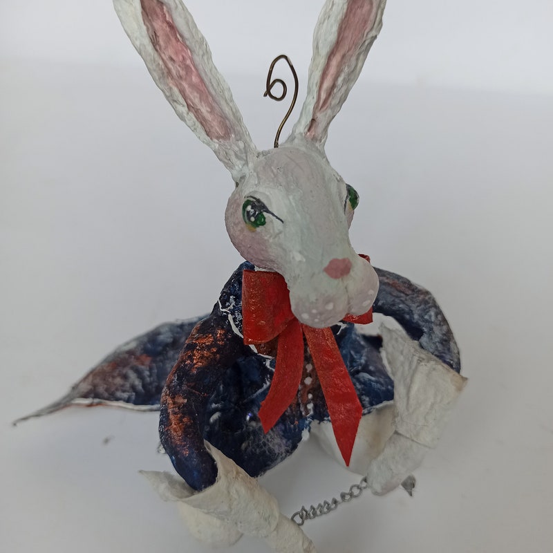 Rabbit With Clock Figurine - Etsy