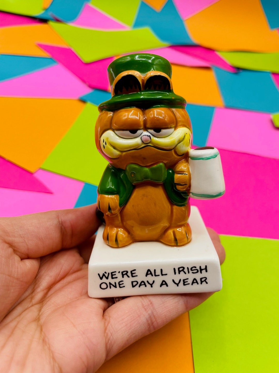 Garfield St. Patrick's Day Porcelain Figurine, Irish Garfield Figurine ...