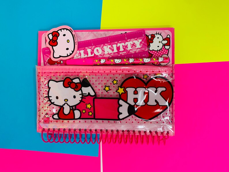 Paper & Party Supplies Hello Kitty mini notebook with ruler and pencil ...