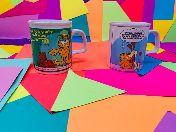 Vintage Garfield Mugs Garfield Irish Garfield and Odie | Etsy
